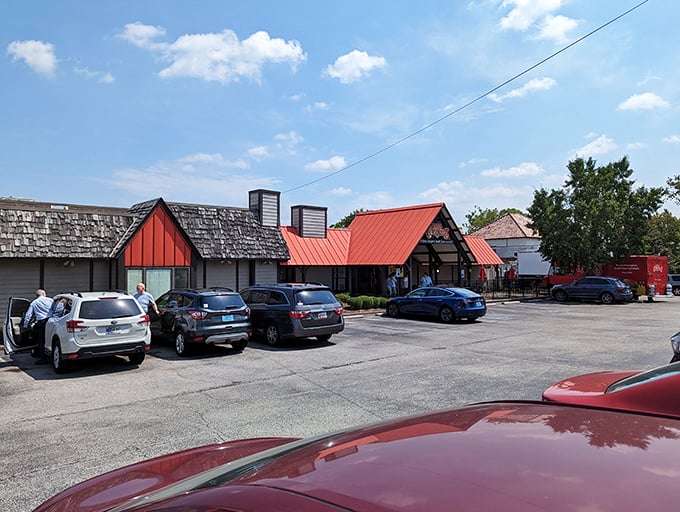 The iconic red-roofed entrance promises burger nirvana within. "Perfect burgers, built from scratch" isn't just a slogan&mdash;it's a Louisville guarantee