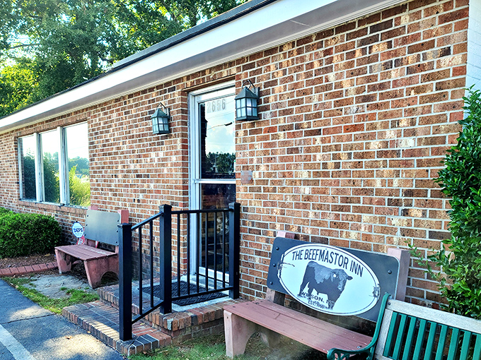 The unassuming brick exterior hides culinary greatness like Clark Kent's glasses hide Superman. This modest building houses steak nirvana.