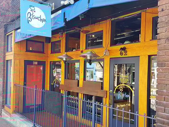Bouchon's cheerful blue awning and warm wooden fa&ccedil;ade beckon like a Parisian whisper on Asheville's eclectic Lexington Avenue.