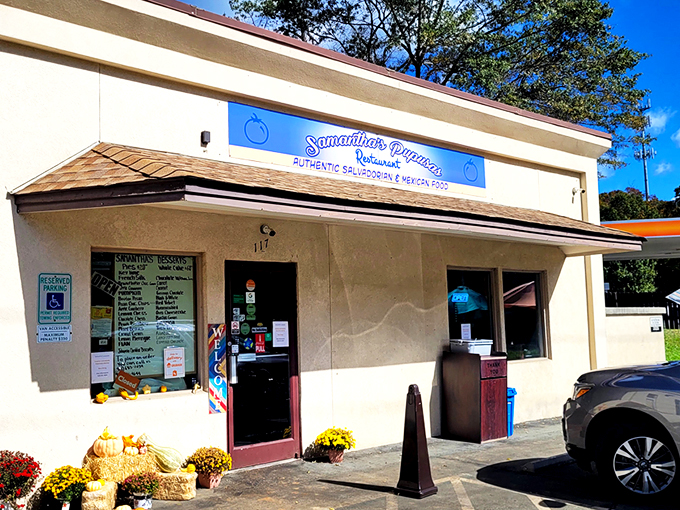 The unassuming blue sign beckons like a culinary lighthouse &ndash; proof that the best food often hides in plain sight rather than behind fancy facades.