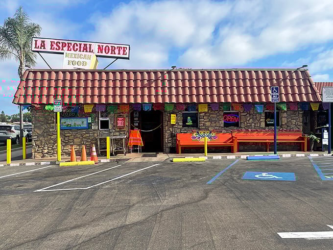 The unassuming exterior of La Especial Norte hides culinary treasures like a pirate's chest disguised as a mailbox. Authenticity begins at the stone facade.