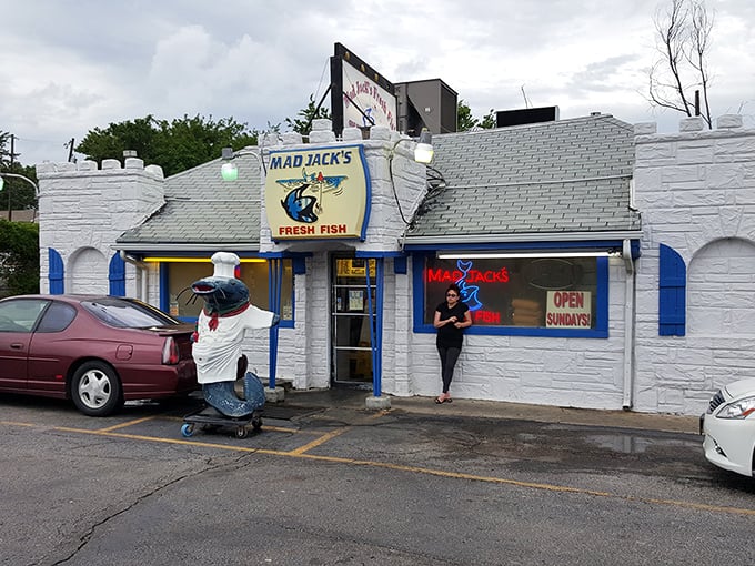 The humble white and blue exterior of Mad Jack's Fresh Fish hides seafood treasures that would make coastal cities jealous. One bite and you're hooked indeed!