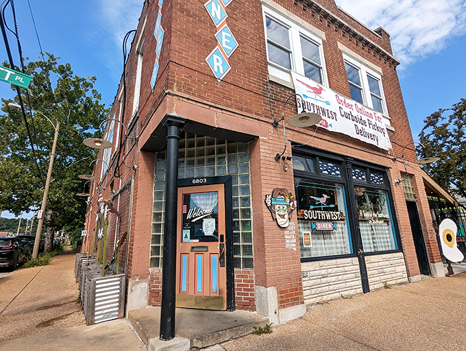 The turquoise chairs and vibrant flower boxes outside Southwest Diner aren't just decoration—they're your first clue that breakfast boredom has no place here.