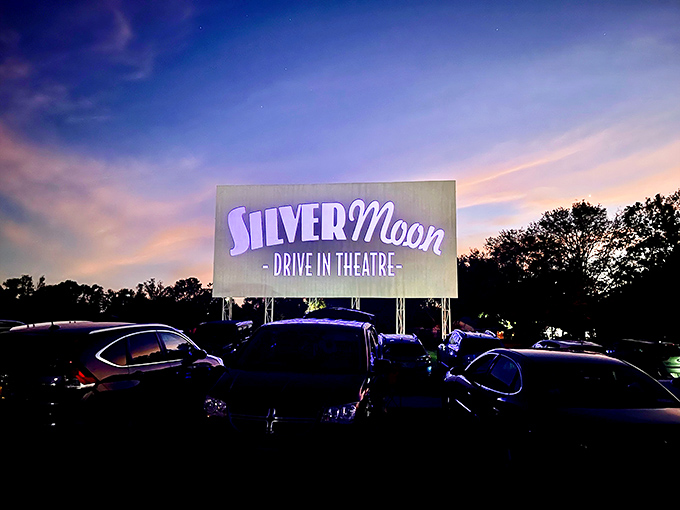 Cars line up as dusk settles over the Silver Moon's massive screen. There's something magical about watching advertisements for local businesses before the main feature begins.