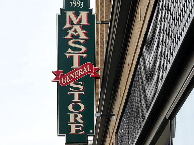 The grand historic facade of Mast General Store anchors downtown Roanoke like a brick-and-mortar time machine waiting to transport shoppers to a simpler era.