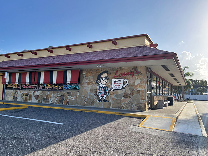 Lenny's iconic storefront beckons with its cheerful red awnings and vintage sign&mdash;a time capsule of classic Americana in Clearwater's bustling landscape.