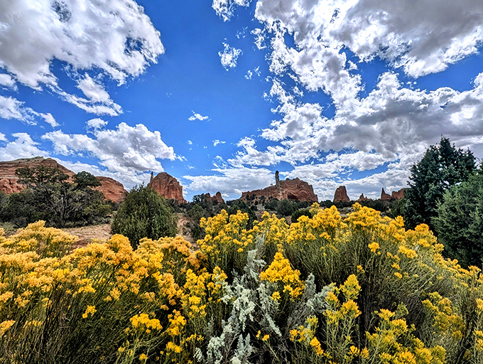 Nature's skyscrapers reach for that impossibly blue Utah sky, while juniper trees add splashes of green to this geological masterpiece.