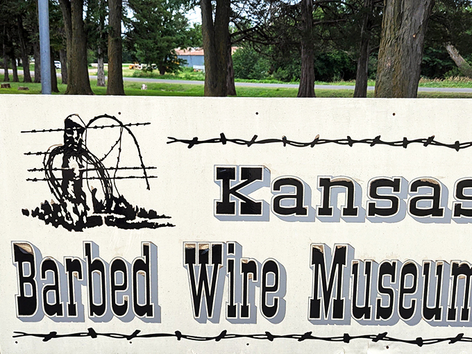 The unassuming entrance to wire wonderland. Who knew a simple sign could promise such an unexpectedly fascinating journey through American history?