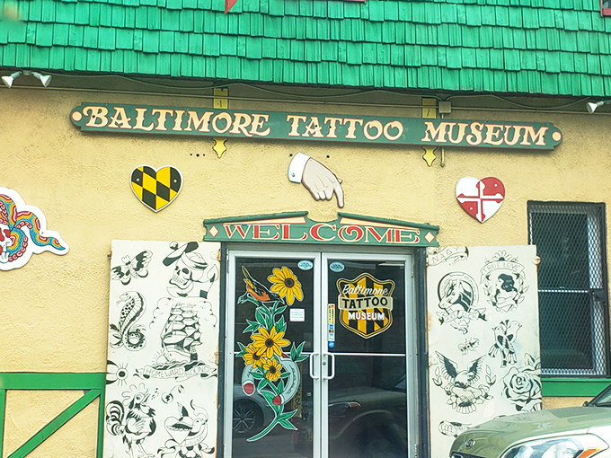 The emerald-shingled building stands out like a peacock at a pigeon convention, its vibrant yellow base and tattoo-adorned fa&ccedil;ade announcing something wonderfully different awaits inside.