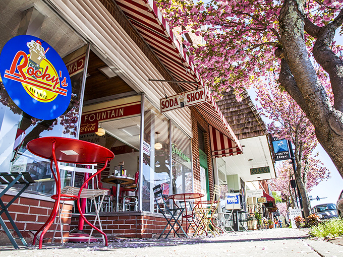 Brevard's crown jewel beckons with its classic red-striped awning and cherry blossom canopy. Time travel never looked so deliciously inviting.