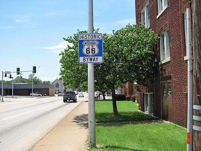 Nothing says "American adventure" quite like that iconic shield sign. Missouri's stretch of the Mother Road beckons with promises of simpler times.
