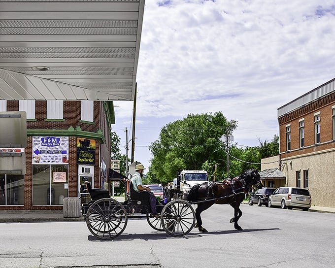 Where worlds collide &ndash; an Amish buggy sharing the road with modern vehicles perfectly captures Jamesport's unique blend of past and present. 