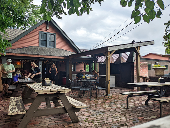 That bright yellow wall isn't just eye-catching—it's a beacon for barbecue pilgrims. Woodyard's humble exterior houses smoking treasures that have made it a Kansas City legend.