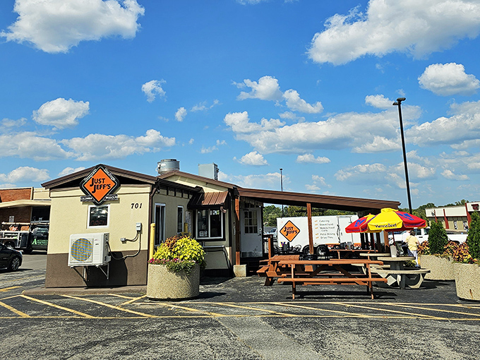 The unassuming exterior of Just Jeff's stands like a culinary speakeasy, hiding Columbia's best-kept secret behind modest signage and simple architecture.