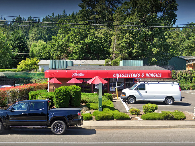 The unassuming exterior of Philadelphia's Steaks & Hoagies in West Linn might not stop traffic, but locals know this blue-awninged treasure is worth slamming on the brakes for.