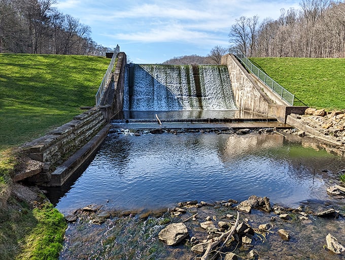 Explore the serene spillway and lush hillsides at Jefferson Lake State Park, a hidden gem for your next outdoor adventure.