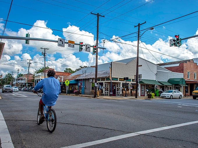Downtown Breaux Bridge invites you to slow down and savor life, where even a bike ride through the main intersection feels like a journey worth taking.