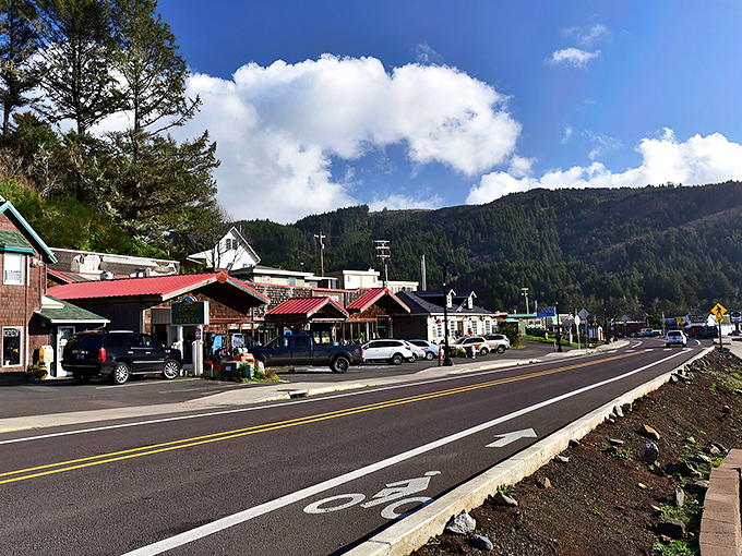Highway 101 curves through Yachats like a gentle reminder that some of life's best journeys happen when you slow down and take the scenic route.