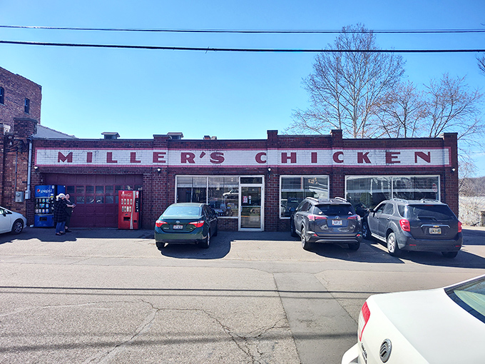 The unassuming brick facade of Miller's Chicken stands like a culinary lighthouse in Athens, beckoning hungry souls with the promise of fried perfection.