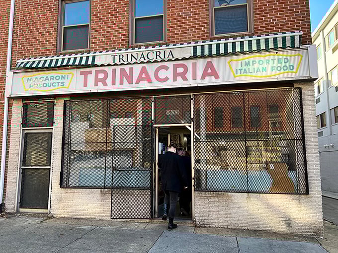 The unassuming storefront that launched a thousand food pilgrimages. Trinacria's vintage exterior promises authentic Italian treasures within those humble brick walls.