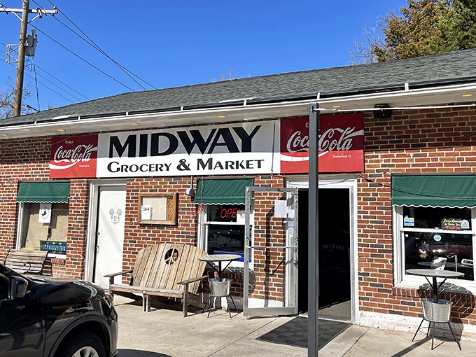 The unassuming brick exterior of Midway Grocery & Market hides culinary treasures that have Oklahomans making special pilgrimages to Norman. Classic Coca-Cola signage included!