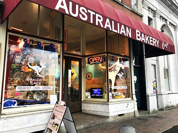 The storefront beckons like a culinary embassy, promising authentic Down Under delights in the heart of Marietta Square.