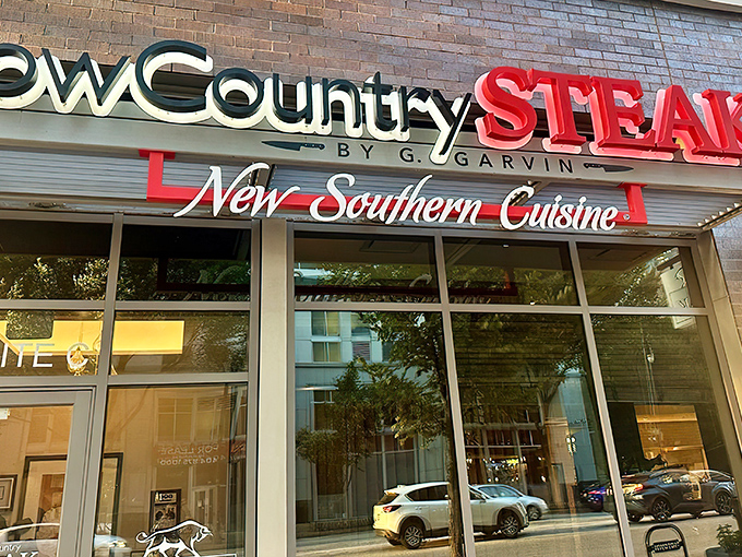 LowCountry Steak's exterior announces itself with understated confidence &ndash; like a Southern gentleman who knows he's the most interesting person at the party.