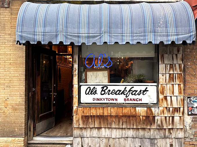 The unassuming storefront that launched a thousand breakfast dreams. Al's blue awning and weathered shingles have welcomed hungry Minnesotans for generations.