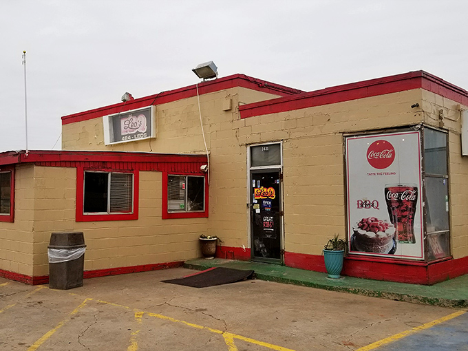 The unassuming exterior of Leo's BBQ stands as a testament to the barbecue truth: the humbler the building, the more heavenly the meat inside.