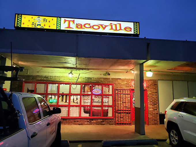Tacoville's unassuming storefront has been beckoning hungry Oklahomans for decades. The yellow and red sign is like a beacon of burrito bliss.