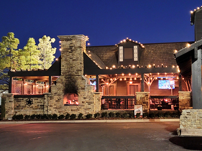 The rustic-meets-refined exterior of Ranch Steakhouse stands as Oklahoma City's temple to exceptional beef, promising carnivorous delights within those welcoming walls.