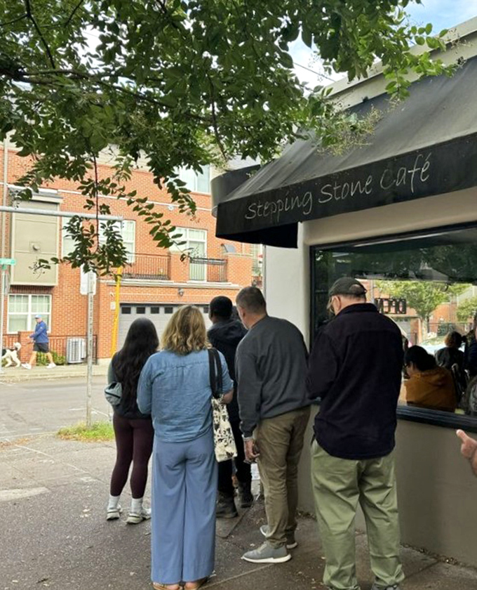 The unassuming exterior with its pink door and simple awning is Portland's breakfast equivalent of a speakeasy &ndash; you need to be in the know.