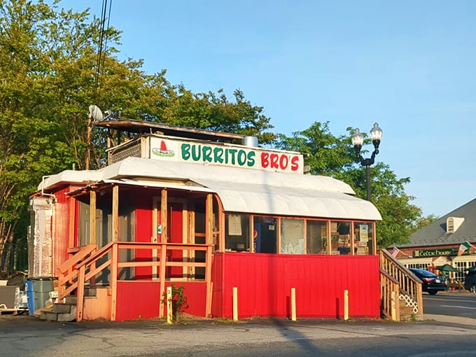 The little red shack that could. Burritos Bros' humble exterior houses flavor explosions that put fancy restaurants to shame.