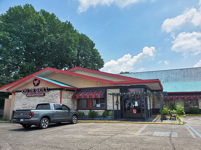 The colorful exterior of Rio De Grill stands out like a Brazilian flag at a coal miners' convention—a delicious cultural anomaly in Charleston's restaurant landscape.