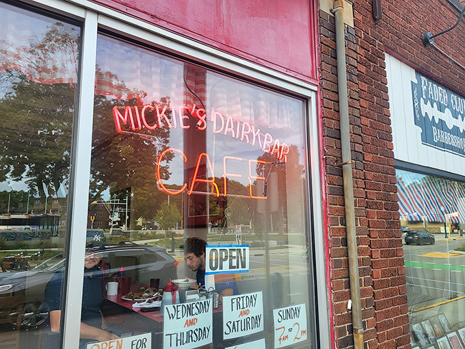 A time capsule in brick and neon, Mickie's Dairy Bar has been serving up Wisconsin breakfast dreams since 1946, unchanged and unimpressed by passing food trends.