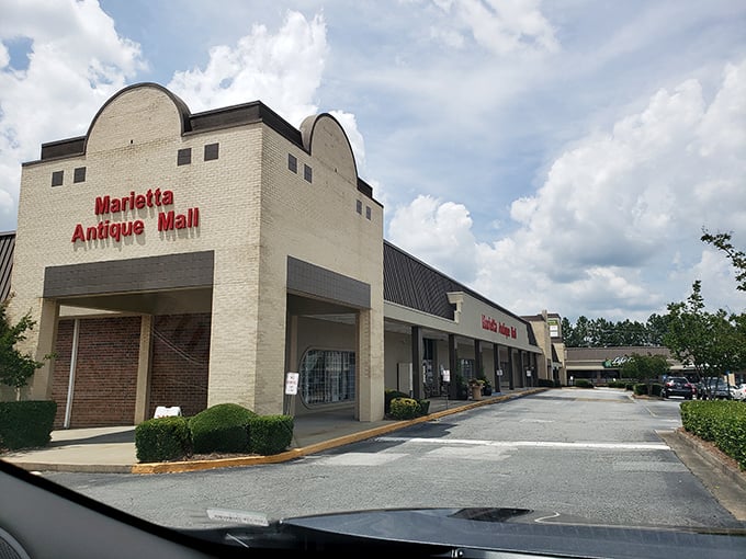 The unassuming exterior of Marietta Antique Mall belies the wonderland of treasures waiting inside. Time travel begins here!