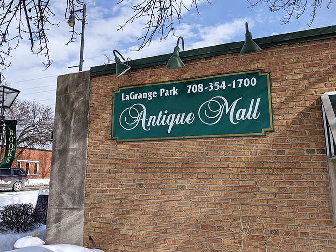 A treasure hunter's first glimpse of paradise. The brick storefront with its vibrant garden welcomes visitors like a time portal disguised as a neighborhood shop.