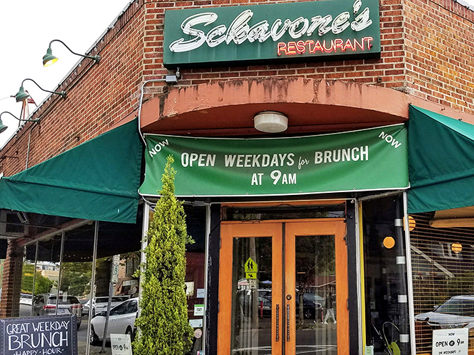 The iconic green awning of Sckavone's welcomes hungry Portlanders like an old friend who always knows exactly what you need. 