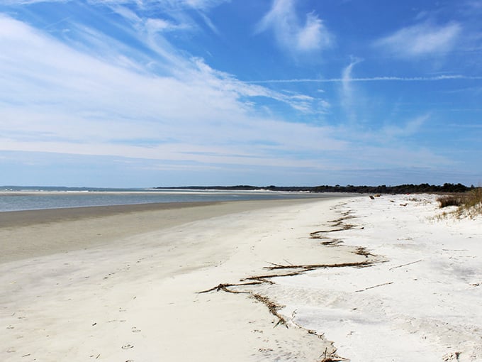 Endless horizon meets powdery white sand at Cabretta Beach, where your footprints might be the only ones for miles.