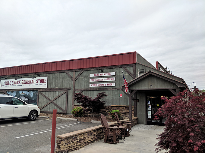 The unassuming exterior of Mill Creek General Store &ndash; where culinary treasures hide behind a humble fa&ccedil;ade that wouldn't look out of place in a Norman Rockwell painting. 