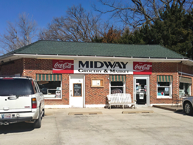 The unassuming brick exterior of Midway Grocery & Market hides culinary treasures that have Oklahomans making special pilgrimages to Norman. Classic Coca-Cola signage included!
