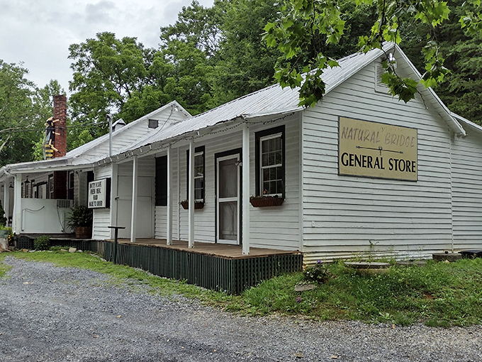 The unassuming white clapboard exterior of Natural Bridge General Store hides culinary treasures within, like Clark Kent's glasses concealing Superman.