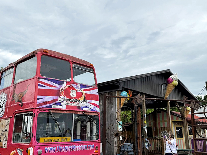 The "Uranus City Jail" stands as a quirky centerpiece of this roadside attraction, where kitschy Americana meets carnival culture with unapologetic pride.