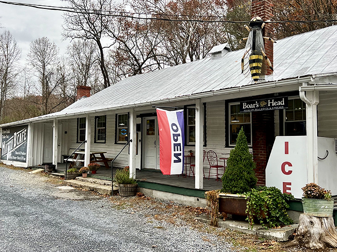 The unassuming white clapboard exterior of Natural Bridge General Store hides culinary treasures within, like Clark Kent's glasses concealing Superman.
