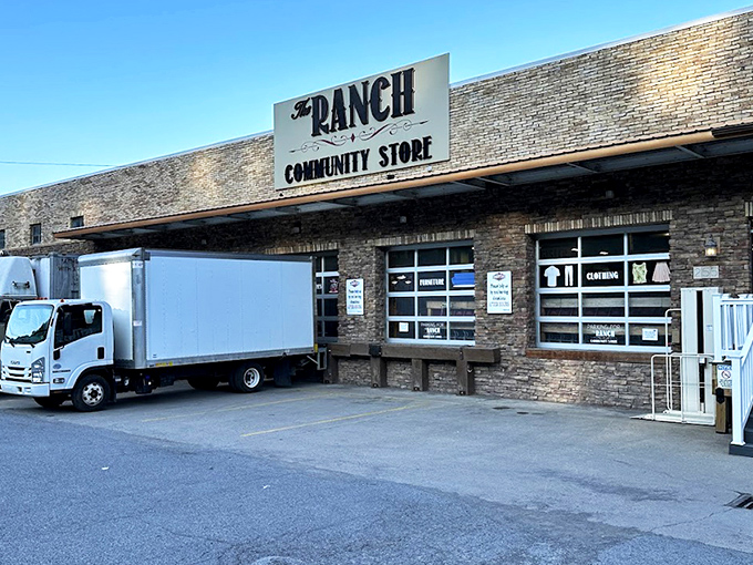 The brick facade of The Ranch Community Store promises adventure within&mdash;like the cover of a mystery novel where every page turn reveals another treasure.
