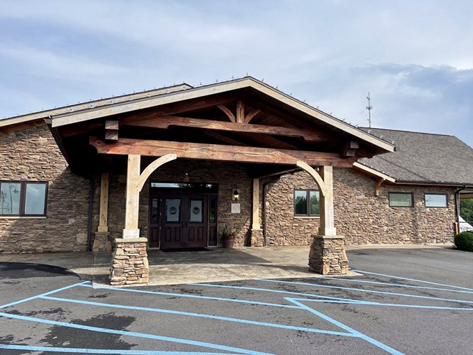 Stone doesn't just build houses&mdash;it builds appetites. The Wonder Bar's rugged exterior promises mountain-worthy meals inside those wooden doors.