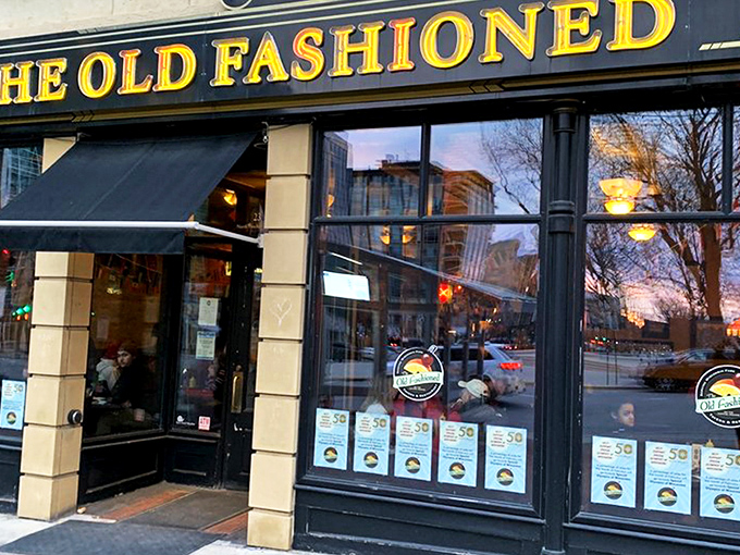 The golden lettering of The Old Fashioned beckons from Capitol Square like Wisconsin's version of the pearly gates.