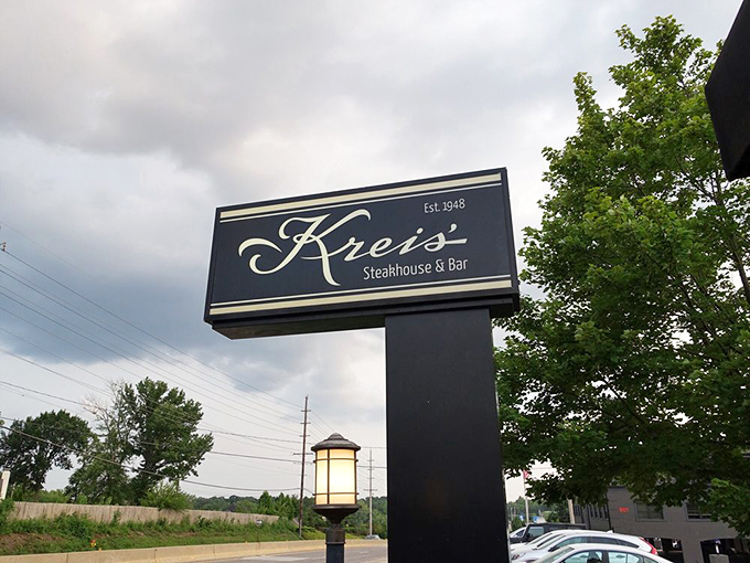 Kreis' welcoming exterior promises old-school elegance within, like finding a perfectly preserved time capsule of classic American dining on a St. Louis street corner.