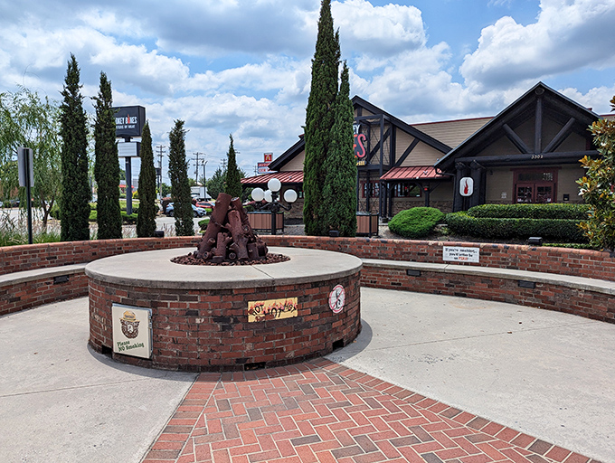 The brick exterior of Darryl's stands like a culinary fortress, complete with its distinctive water tower&mdash;architectural proof that good taste extends beyond the menu.