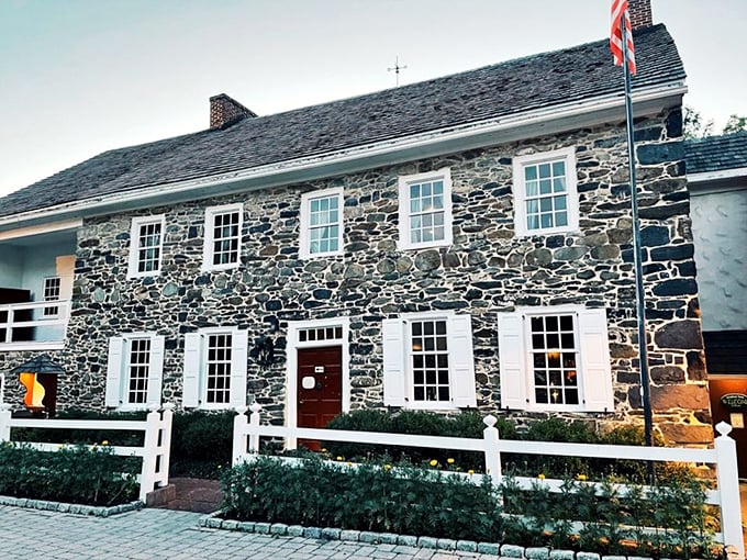 The historic stone facade of Dobbin House Tavern stands proudly against the Pennsylvania sky, a colonial time capsule waiting to welcome hungry history buffs.